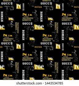 Seamless Text Pattern Black Background Stock Illustration 1443534785 ...