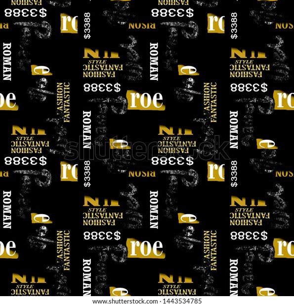 Seamless Text Pattern Black Background Stock Illustration 1443534785 ...