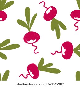 Seamless Texture Pattern Hand Drawn Radishes Stock Illustration ...