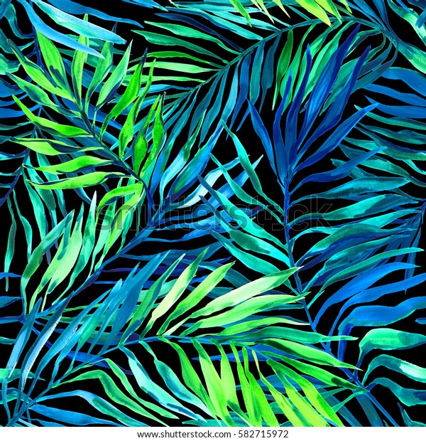 Seamless Tropical Pattern Areca Palm Leaf Stock Illustration 582715972 ...