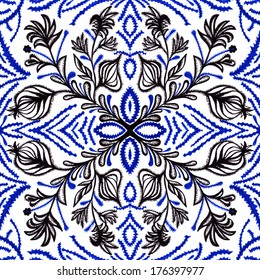 Water Colour Traditional Mughal Buta Printing: ilustrações stock ...