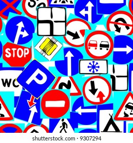 Seamless Wallpaper Road Signs Vector Version Stock Illustration 9307294 ...