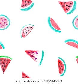 Seamless Watermelons Pattern Cute Background Pastel Stock Illustration ...