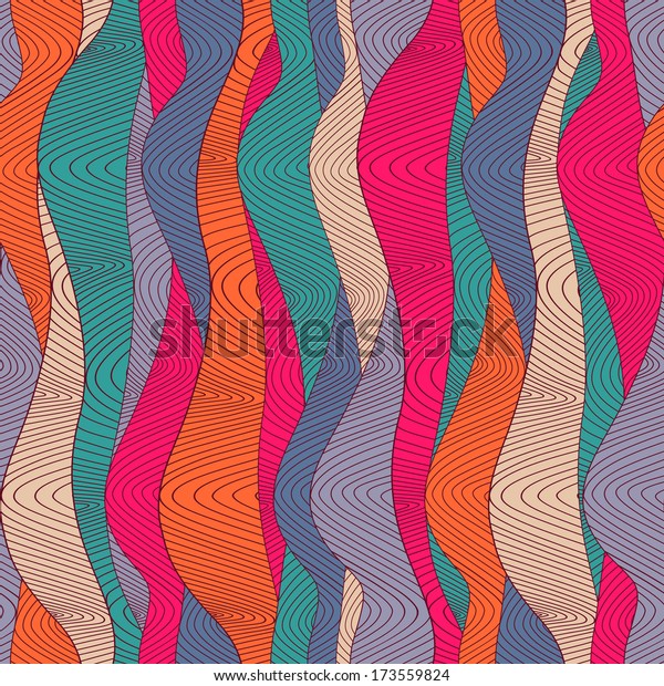 Seamless Wave Handdrawn Pattern Waves Background Stock Illustration ...