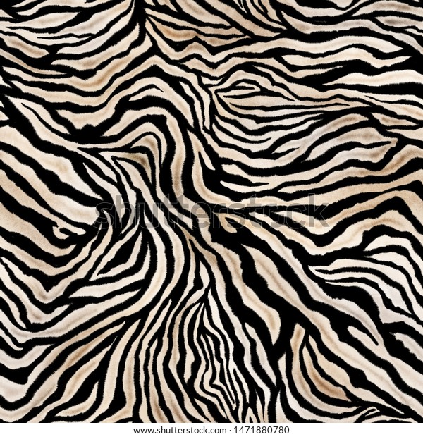 Seamless Zebra Skin Pattern Hand Drawn Stock Illustration 1471880780