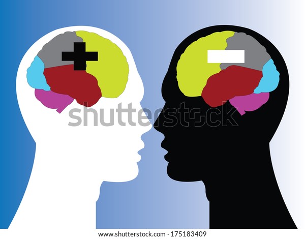 Sections Human Brain Positive Negative Thinking Stock Illustration ...