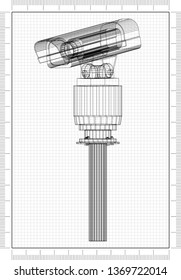 Security Camera Architect Blueprint 3d Renderings Stock Illustration ...