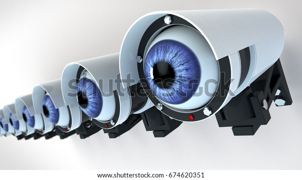 Security Camera Blue Eye 3d Illustration Stock Illustration 674620351 ...