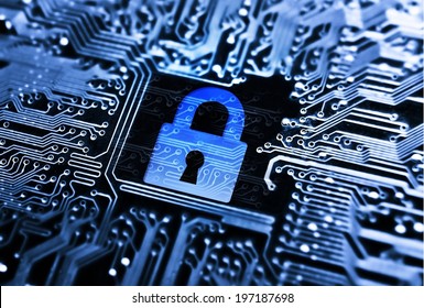 Security Lock Symbol On Computer Circuit Stock Illustration 197187698 ...