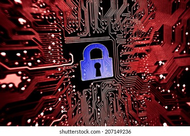 Security Lock Symbol On Computer Circuit Stock Illustration 207149236 ...