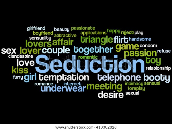 Seduction Word Cloud Concept On Black Stock Illustration 413302828 ...