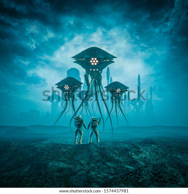 Sentinels Hive 3d Illustration Science Fiction Stock Illustration ...