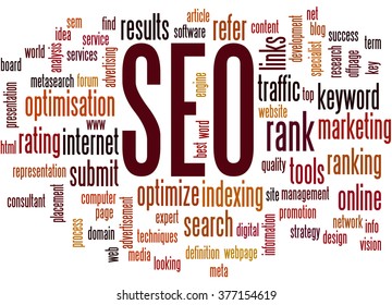 Seo Search Engine Optimization Word Cloud Stock Illustration 377154619 ...
