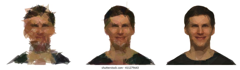 Sequence Smiling Mans Face Forming Artistic Stock Illustration 411279643