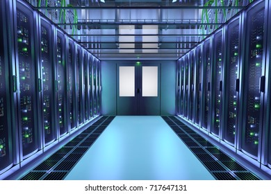 Server Racks Data Center Hall Communication Stock Illustration ...