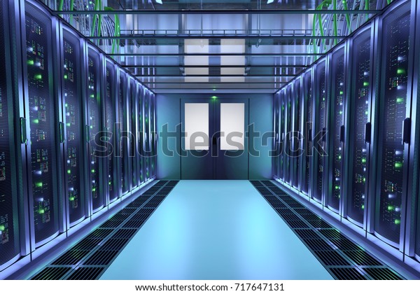 Server Racks Data Center Hall Communication Stock Illustration ...