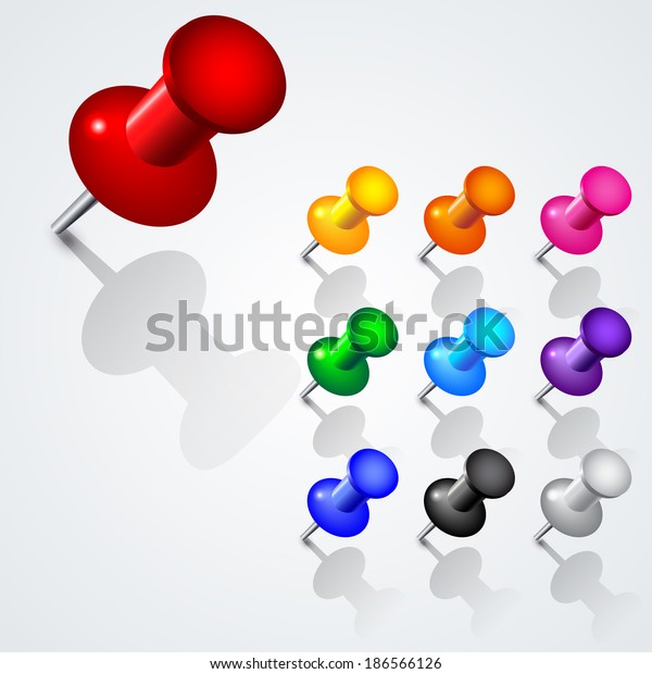 Set 10 Push Pins Different Colors: ภาพประกอบสต็อก 186566126 | Shutterstock