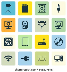 Set 16 Computer Hardware Icons Includes Stock Illustration 545807596