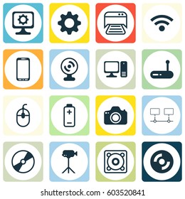 Set 16 Computer Hardware Icons Includes Stock Illustration 603520841 ...