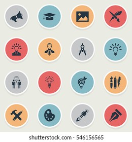 Set 16 Simple Creative Thinking Icons Stock Vector (Royalty Free ...