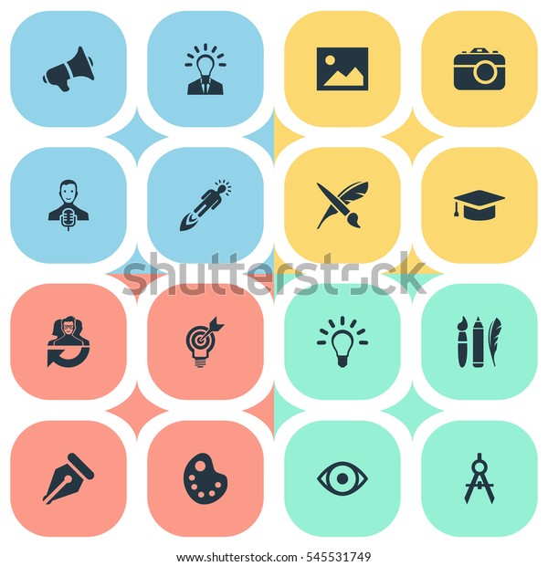 Set 16 Simple Visual Art Icons Stock Illustration 545531749