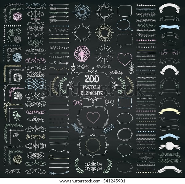 Set 200 Hand Drawn Doodle Design: ilustrações stock 541245901 ...
