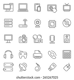 Set 25 Thin Line Computer Technology Stock Vector (Royalty Free) 257788933