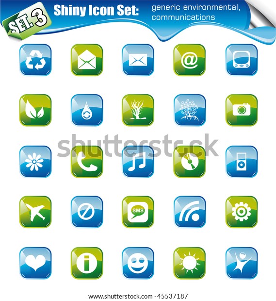 Set 3 Shiny Icons Generic Environmental Stock Illustration 45537187 ...