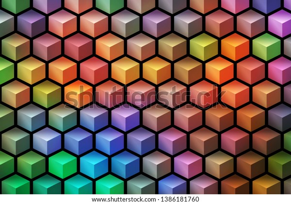 Set 3d Colored Cubes Background Stock Illustration 1386181760 ...