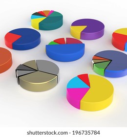 Set 3d Different Pie Chart On Stock Illustration 196735784