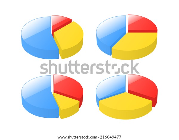 Set 3d Exploded Pie Charts 2d Stock Illustration 216049477 | Shutterstock