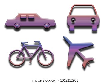 Set 4 Transport Objects Car Side Stock Illustration 1012212901 ...