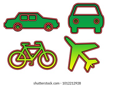Set 4 Transport Objects Car Side Stock Illustration 1012212928 ...