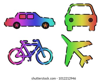 Set 4 Transport Objects Car Side Stock Illustration 1012212946 ...