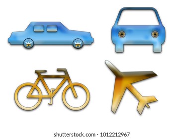 Set 4 Transport Objects Car Side Stock Illustration 1012212967 ...