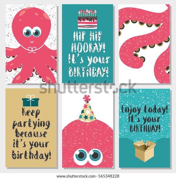 Set 6 Cute Creative Cards Templates 스톡 일러스트 565348228 | Shutterstock