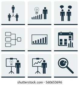 Set 9 Administration Icons Includes Presentation Stock Vector (Royalty ...
