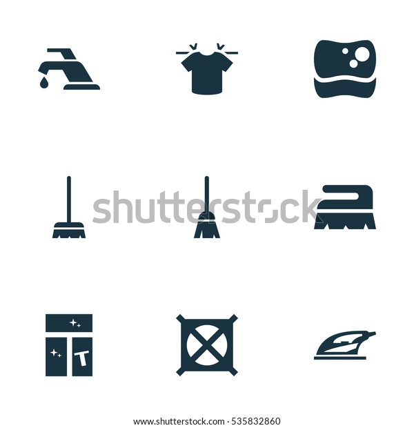 Set 9 Editable Drycleaning Icons Includes Stock Illustration 535832860