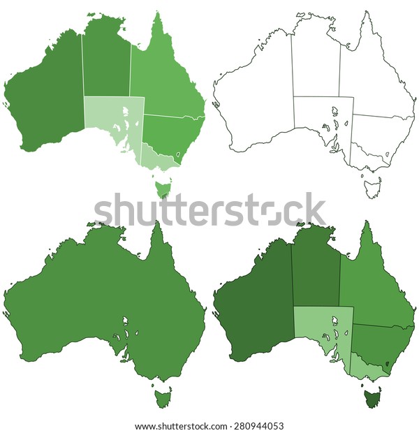 Set Australia Contour Border Maps Stock Illustration 280944053 ...