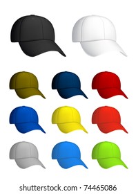 Set Realistic Baseball Cap Templates Vector Stock Vector (Royalty Free ...