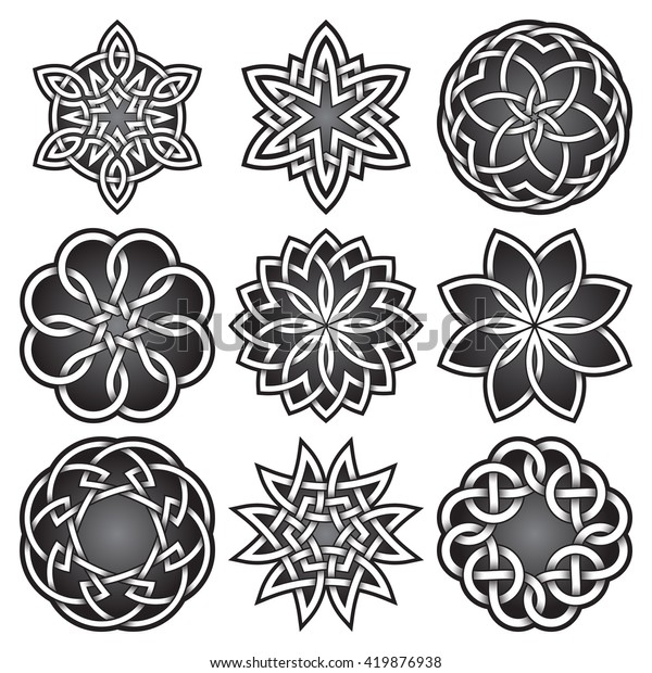 Set Bitmap Logo Symbols Celtic Knots Stock Illustration 419876938 ...