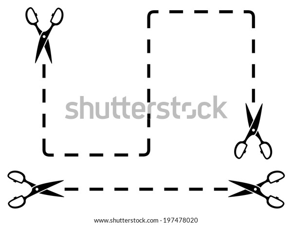 Set Black Dotted Line Scissors Cut Stock Illustration 197478020 ...