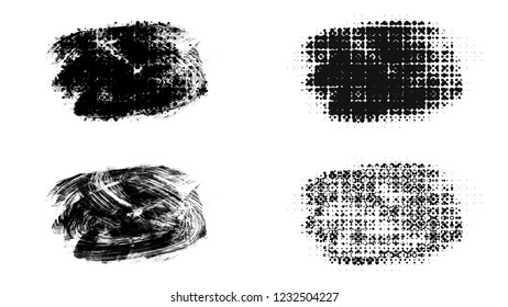 Set Brush Stroke Halftone Element On Stock Illustration 1232504227 ...
