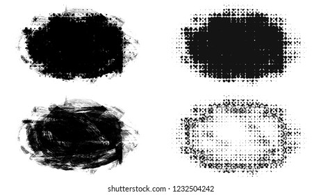 Set Brush Stroke Halftone Element On Stock Illustration 1232504242 ...