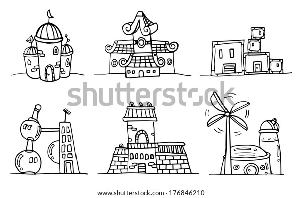 Set Building Doodle Stock Illustration 176846210