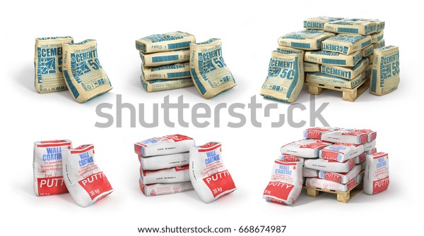Set Cement Bags Stack On Wooden Stock Illustration 668674987 | Shutterstock