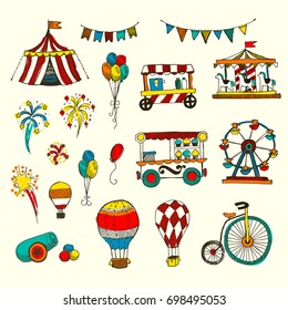 Set Circus Elements Isolated On White Stock Illustration 698495053 ...
