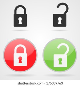 Set Clean Open Close Lock Buttons Stock Illustration 175339763 ...