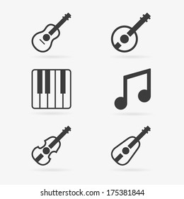 Set Clean Vector Musical Instruments Symbol Stock Illustration ...