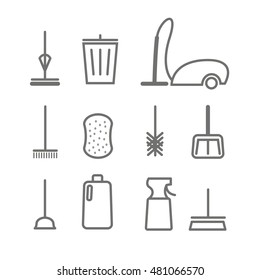 Set Cleaning Tools Flat Design Style Stock Illustration 481066570 ...